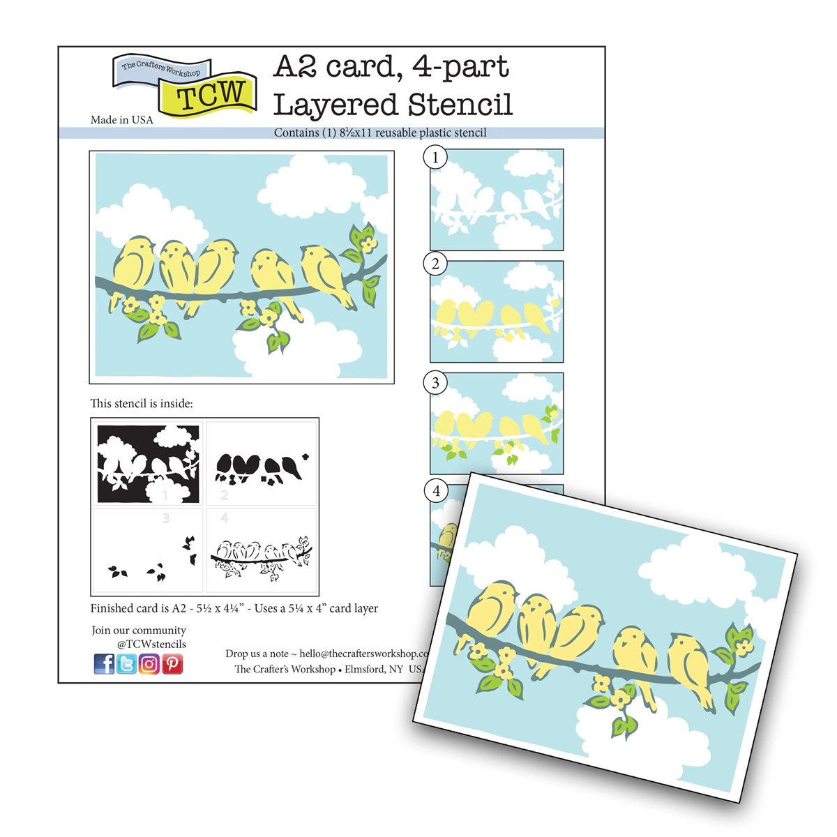 TCW6067 Layered A2 Birds on a Branch Stencil – CraftFancy